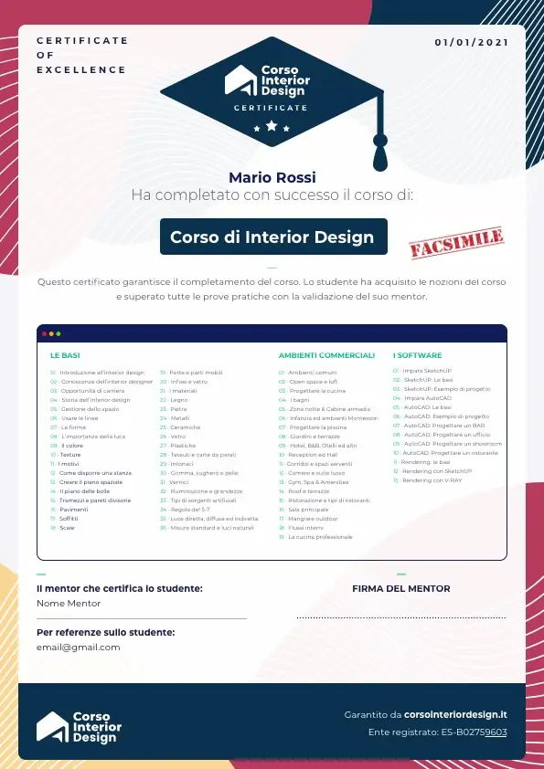 Certificato di Interior Design Ufficiale IDEI® | Corso Interior Design